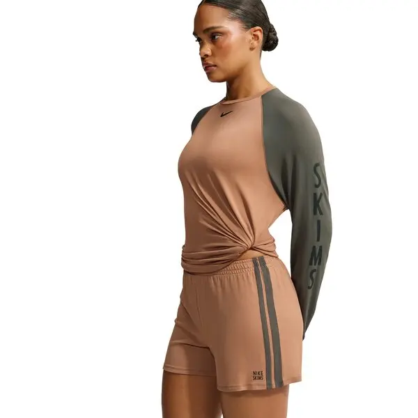 Nike X Skims Stretch Knit Long-sleeve Top 'carob Brown Boulder