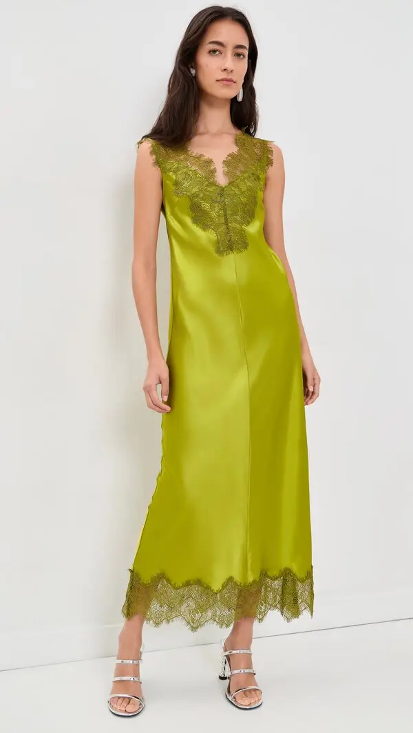 SIMONMILLER Bea Satin Lace Midi Dress