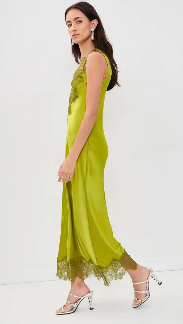 SIMONMILLER Bea Satin Lace Midi Dress
