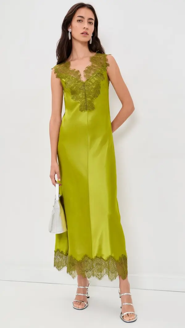 SIMONMILLER Bea Satin Lace Midi Dress