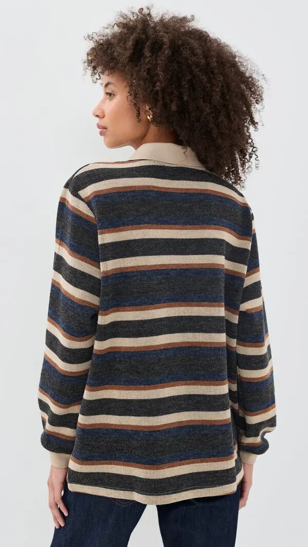 Adidas Stripe Knitted Polo Sweater
