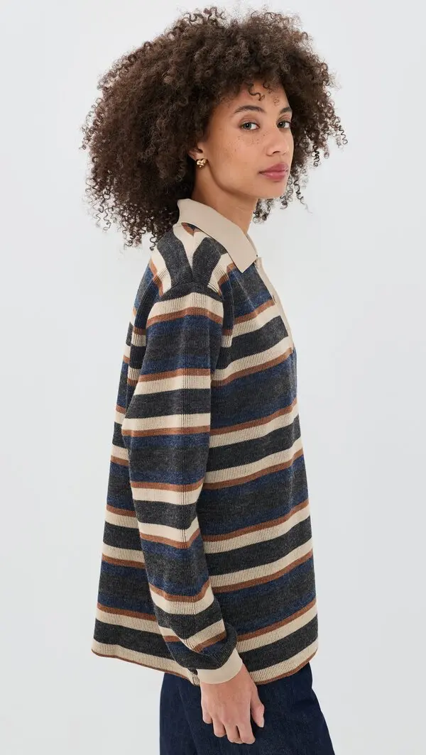 Adidas Stripe Knitted Polo Sweater