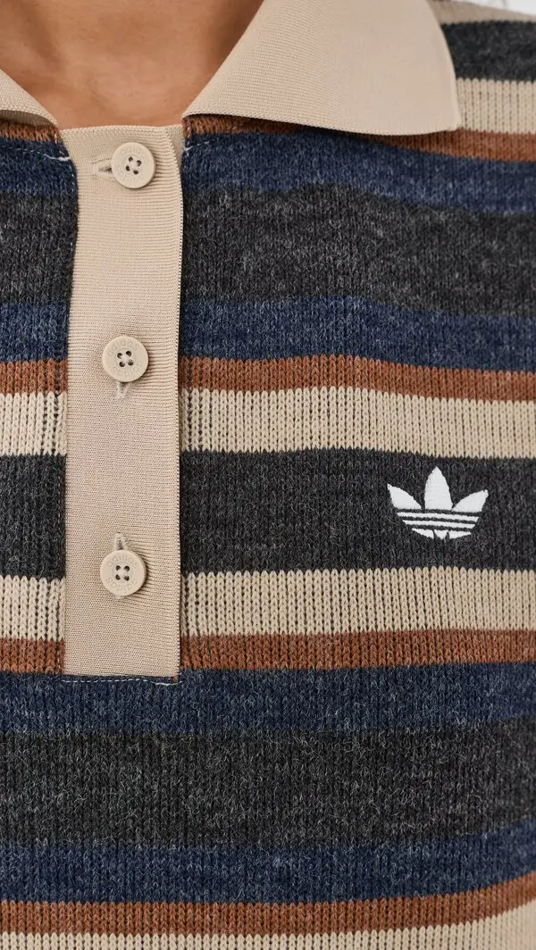 Adidas Stripe Knitted Polo Sweater