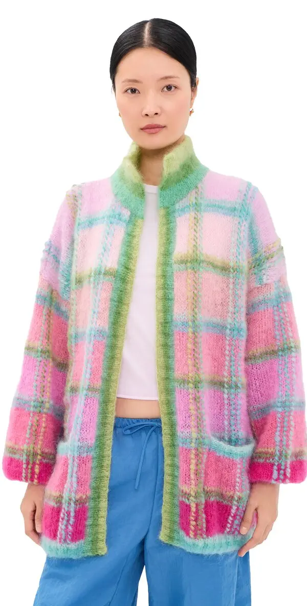 ROSE CARMINE Tartan Long Jacket