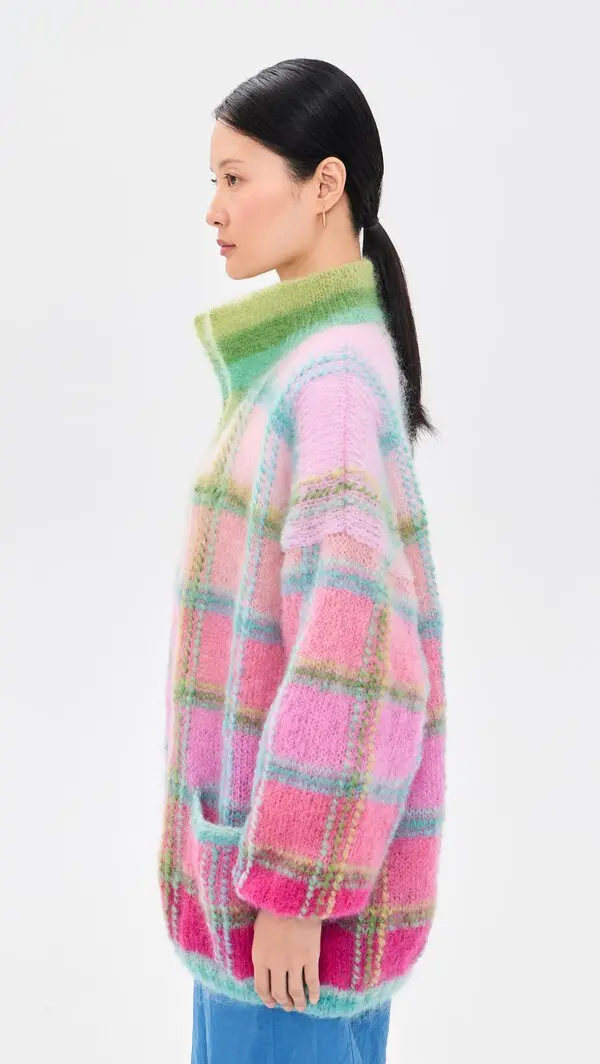 ROSE CARMINE Tartan Long Jacket