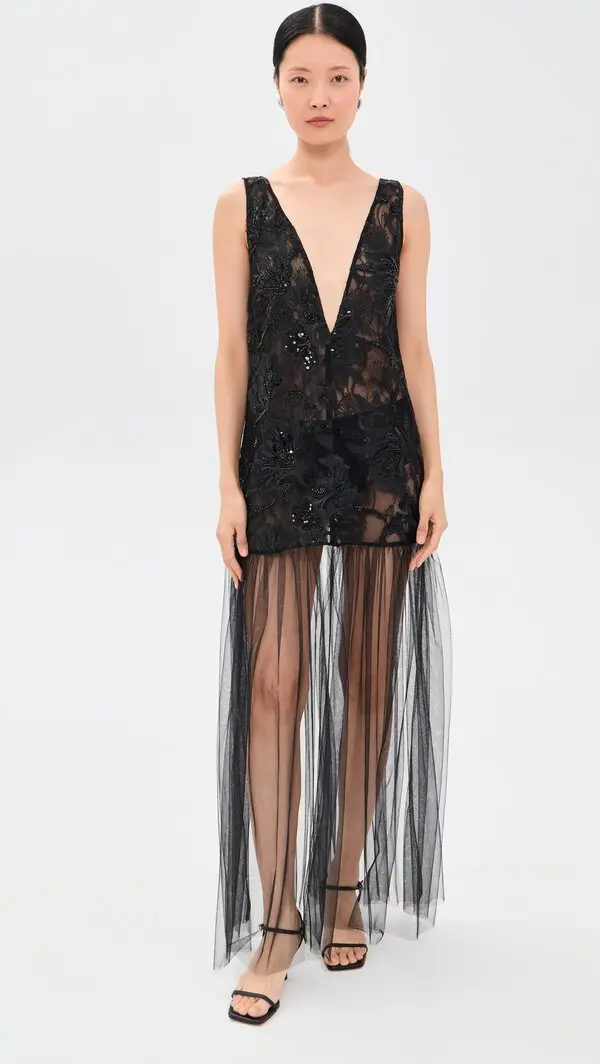 AKNVAS Anastasia Beaded Layered Gown