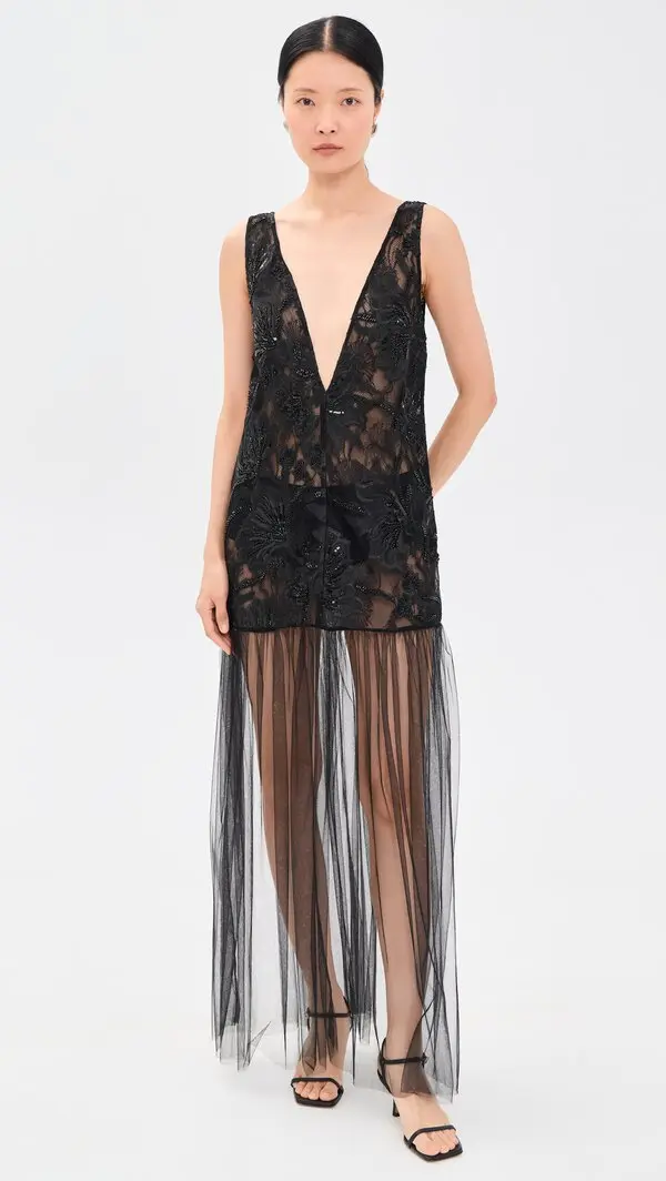 AKNVAS Anastasia Beaded Layered Gown