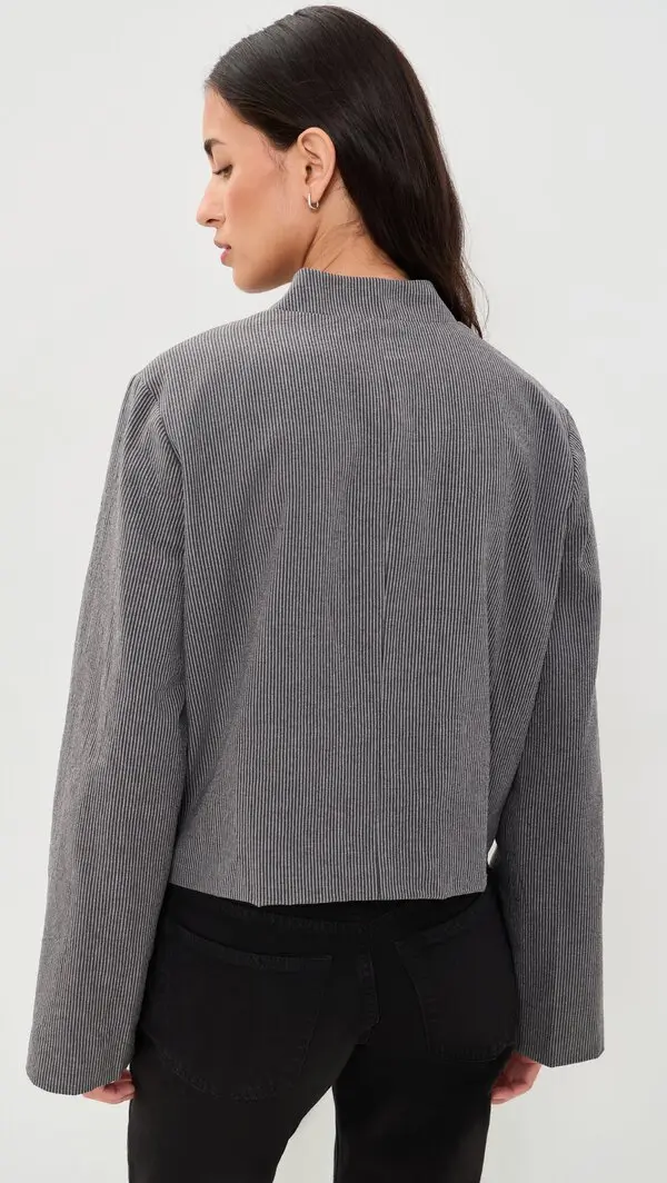 ANOTHER GIRL Stripe Mandarin Collar Jacket