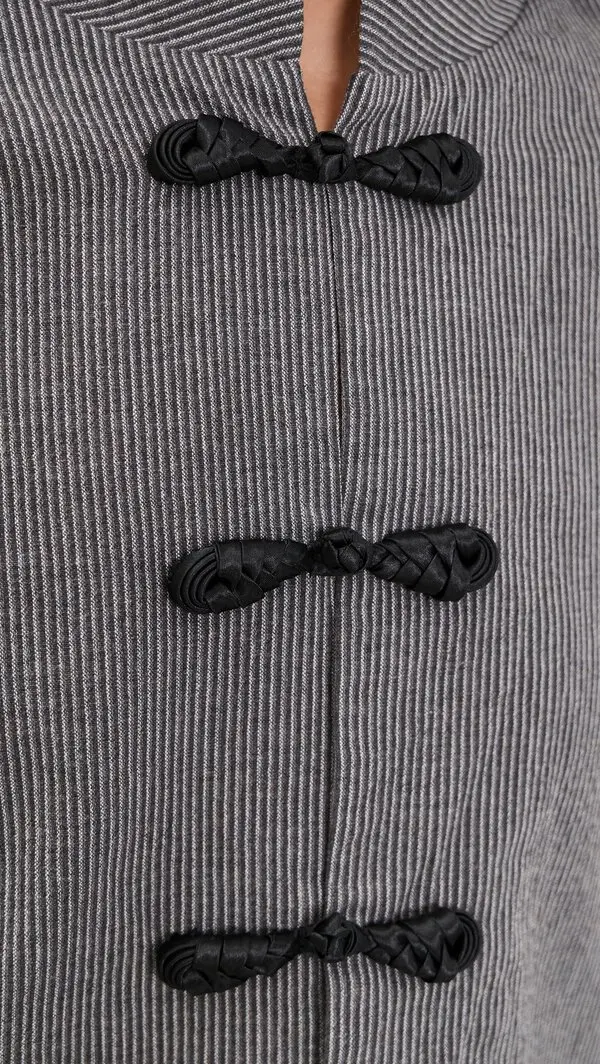 ANOTHER GIRL Stripe Mandarin Collar Jacket