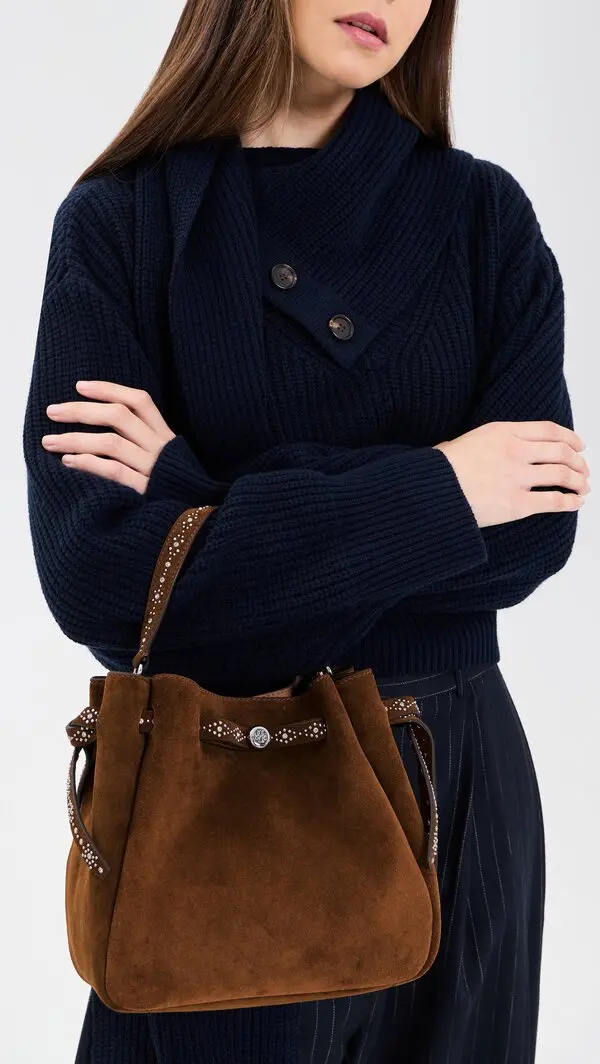 Tory Burch Romy Studded Suede Bucket Bag