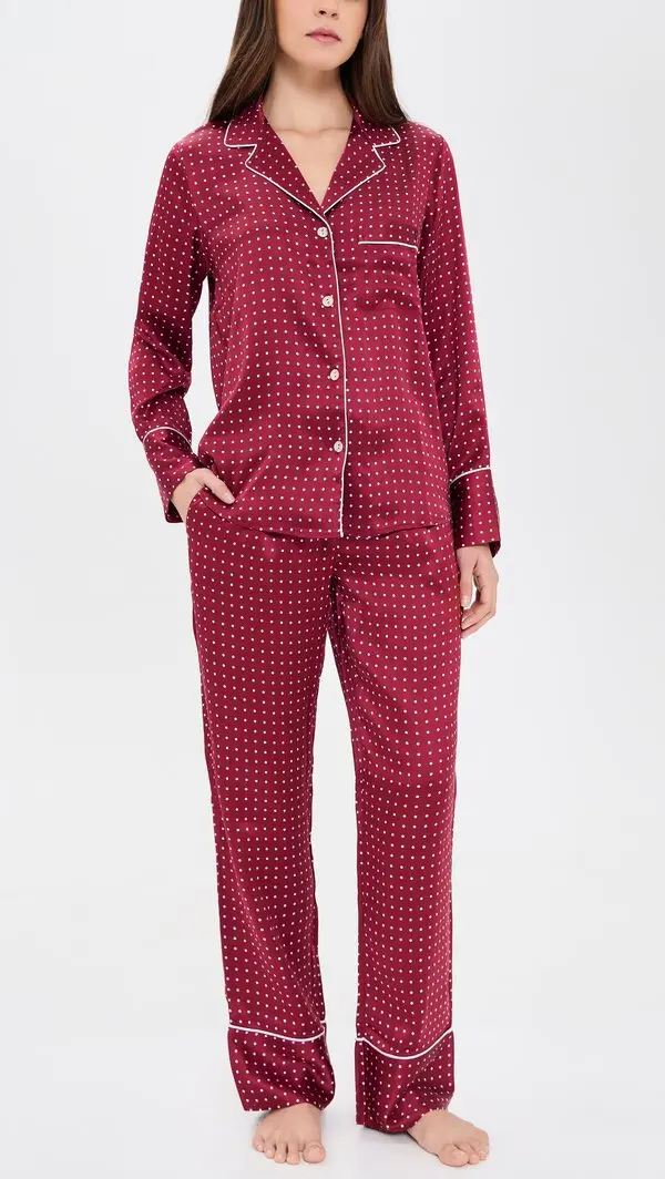 PETITE PLUME Silk Polka Dot Pajama Set