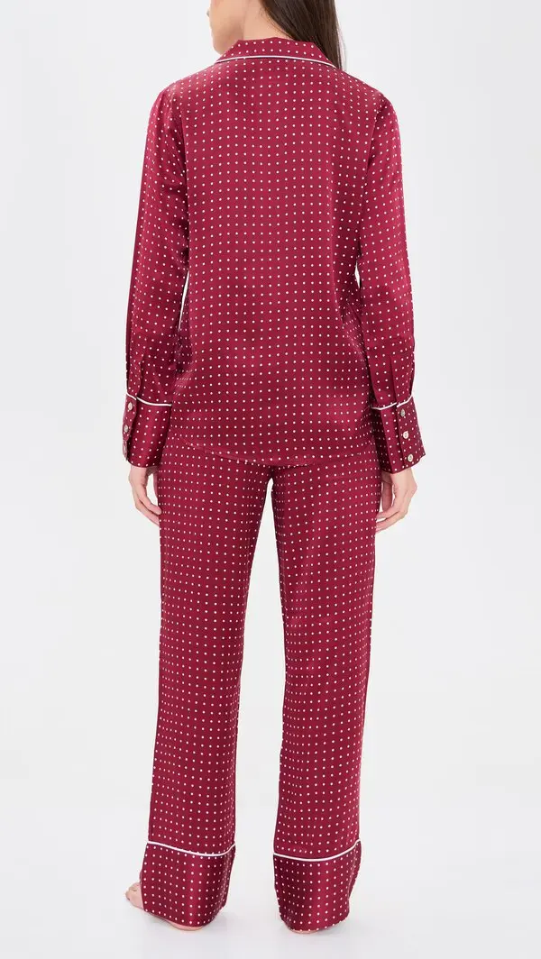 PETITE PLUME Silk Polka Dot Pajama Set