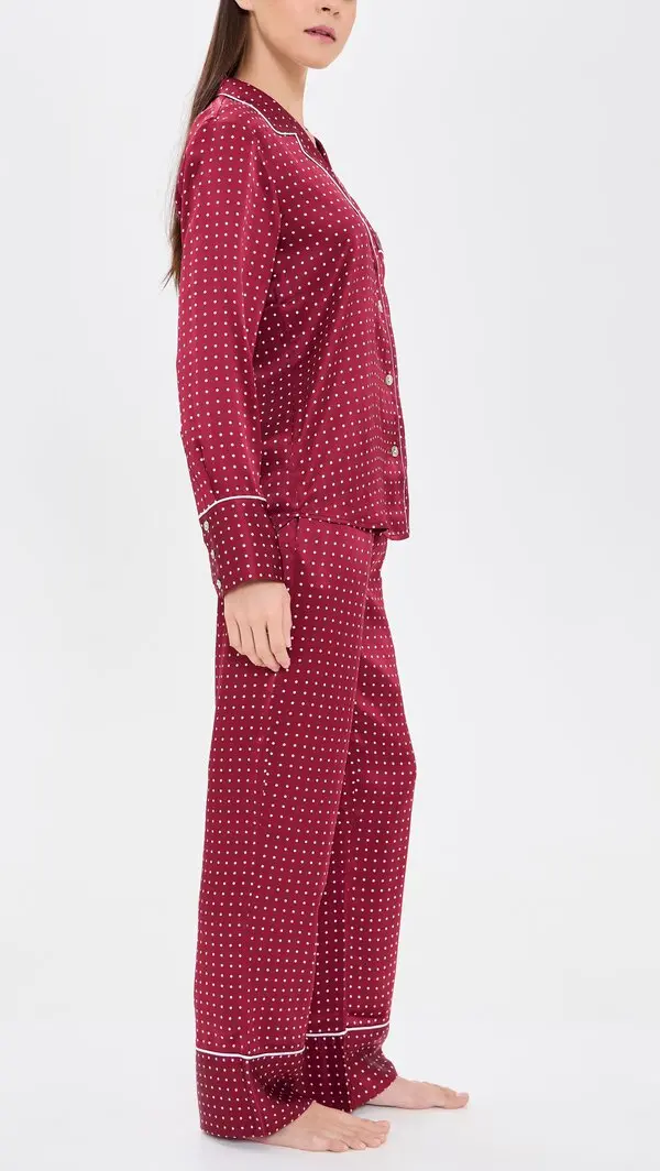 PETITE PLUME Silk Polka Dot Pajama Set