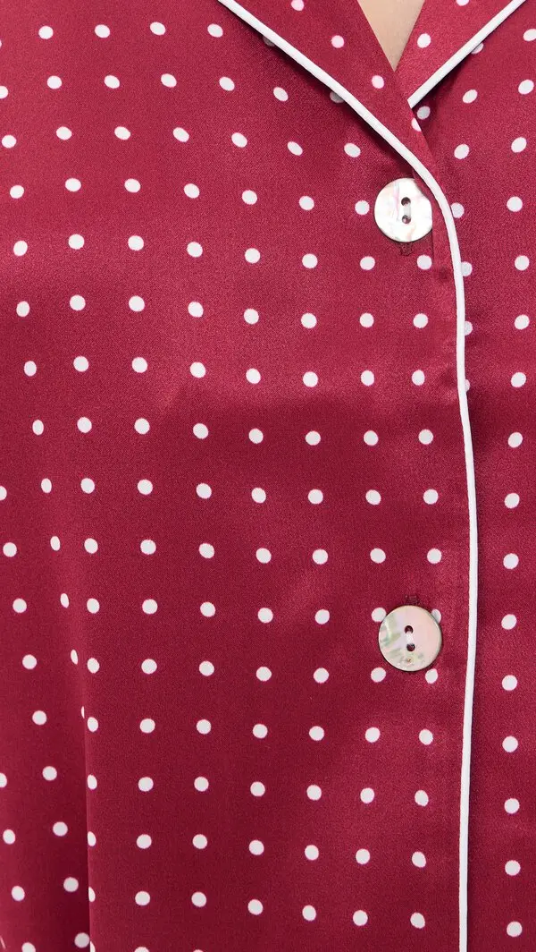 PETITE PLUME Silk Polka Dot Pajama Set