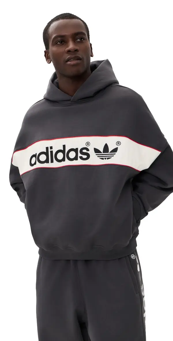 Adidas Blocked Signature Hoodie - Utility Black