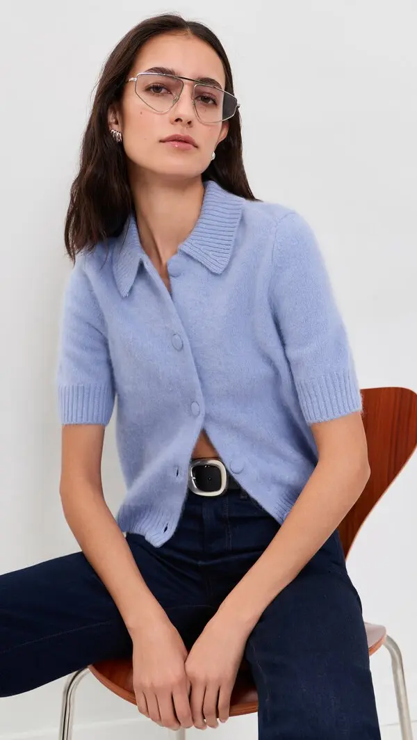 Rag & Bone Jada Brushed Cashmere Short Sleeve Cardigan