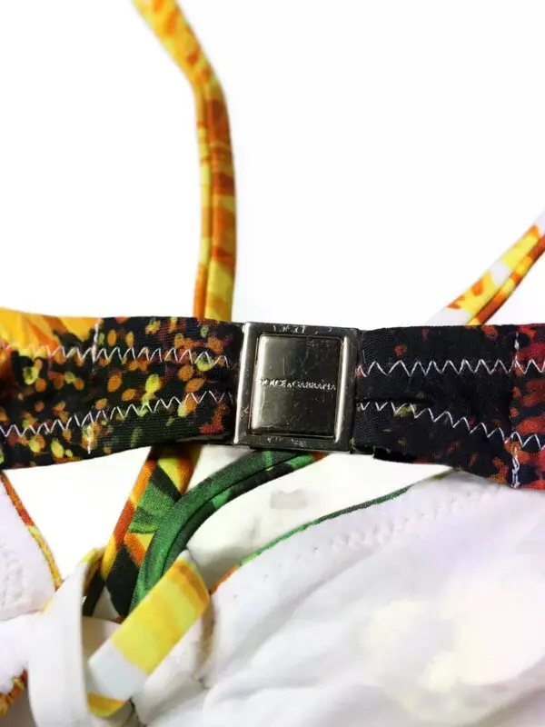 Dolce & Gabbana Floral-print Halterneck Bikini Top