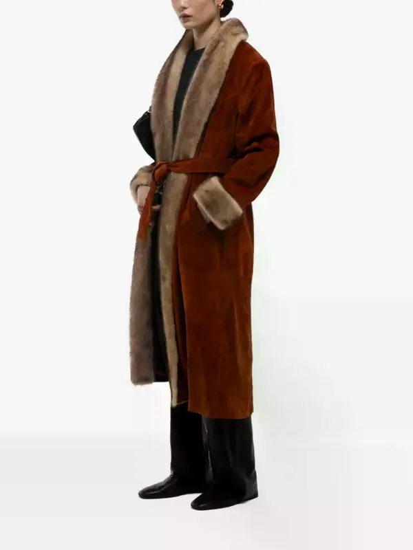DUCIE Freya Faux-fur-trim Suede Coat