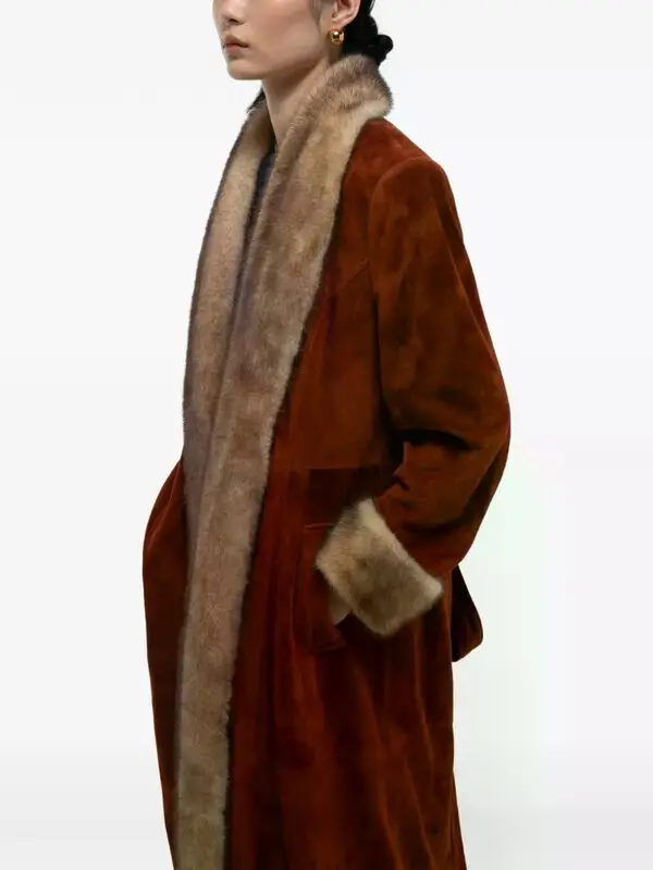 DUCIE Freya Faux-fur-trim Suede Coat