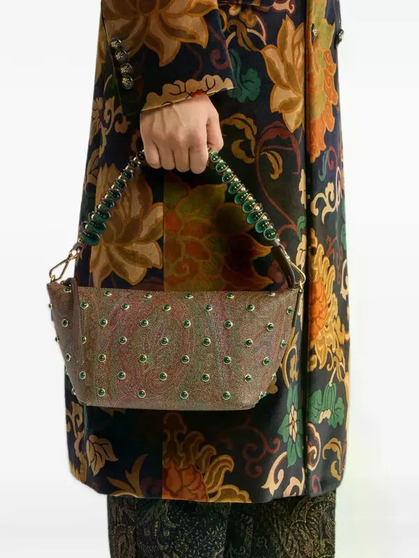 Etro Leather Bag Handle With Gold-tone Marbles