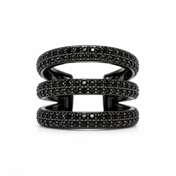 JAGGED HALO JEWELRY Triple Pavé Ear Cuff Rhodium Filled - Black