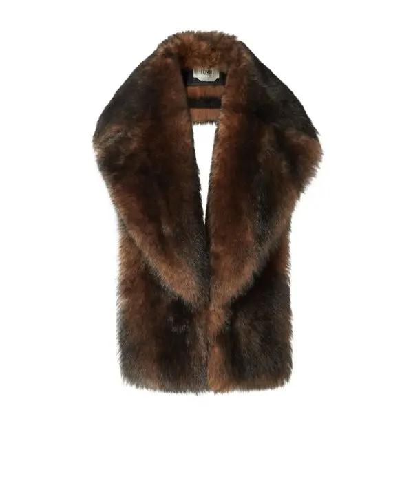 Fendi Ocher Dorsato Shearling Scarf