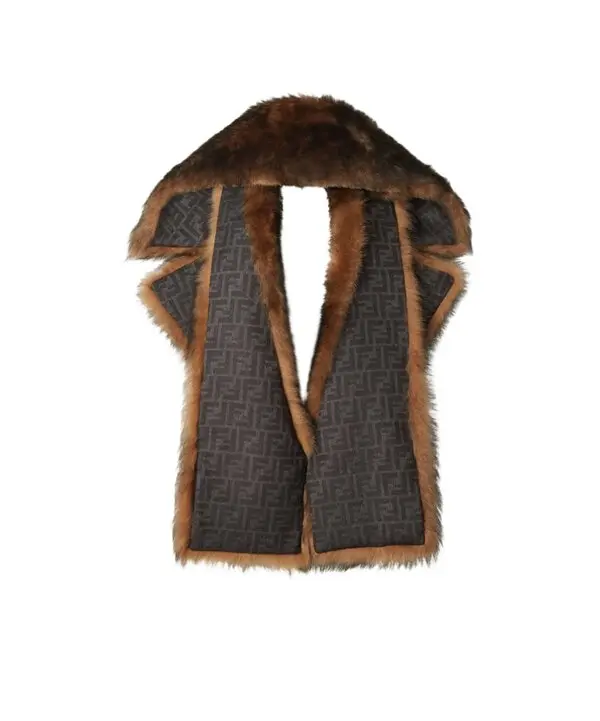 Fendi Ocher Dorsato Shearling Scarf