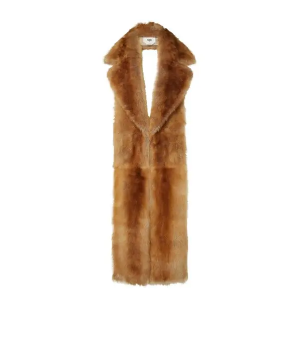 Fendi Caramel-colored Dorsato Shearling Scarf - Brown