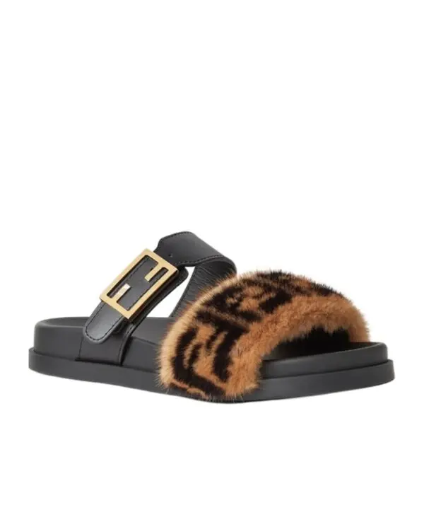 Fendi Feel Ff Logo Plaque Slides