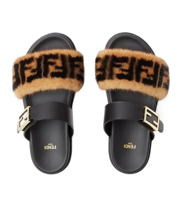 Fendi Feel Ff Logo Plaque Slides