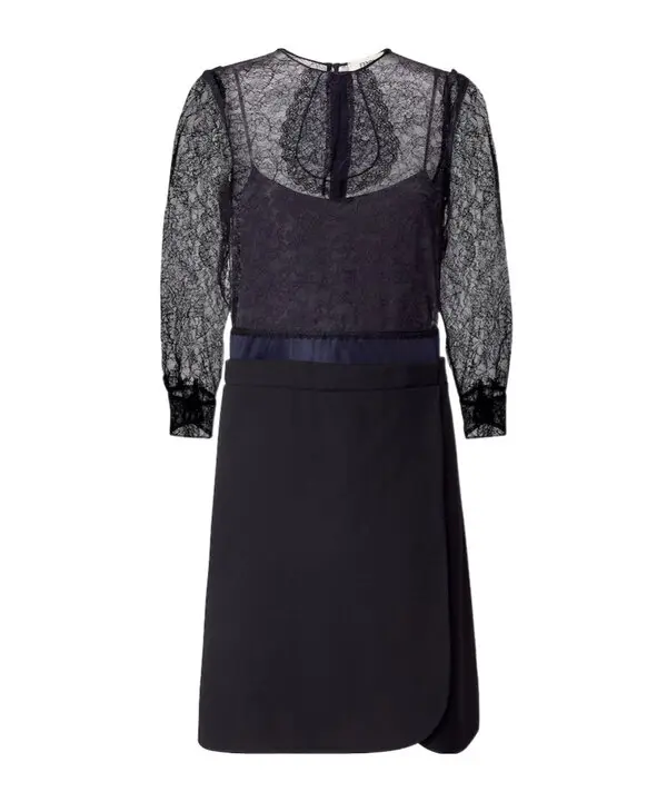 Fendi Lace And Wool Dress - Blue