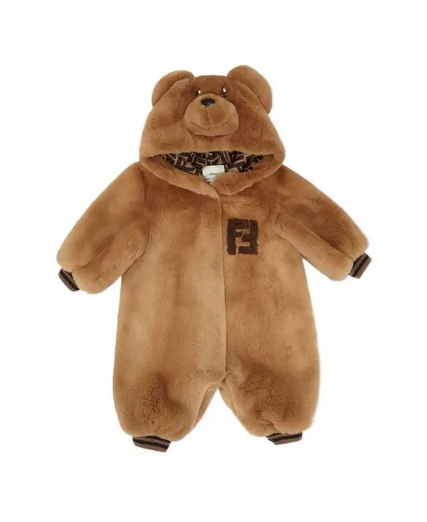Fendi Tobacco Colored Sheared Mink Teddy Bear Onesie - Brown