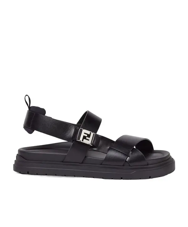 Fendi Ff Interwoven Bands Sandals - Black