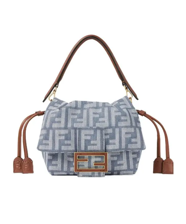 Fendi Denim-effect Ff Jacquard Bag - Blue