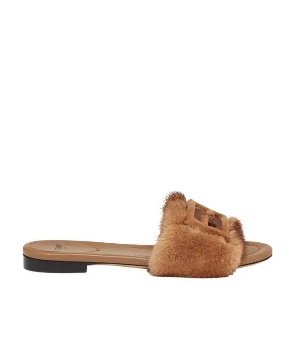 Fendi Baguette Slides - Brown