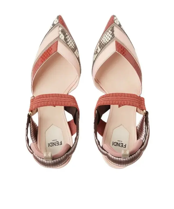 Fendi High-heeled Mesh And Ayers Leather Slingbacks