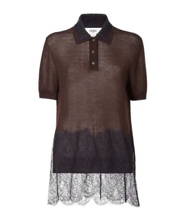 Fendi Cashmere And Wool Polo Shirt - Brown