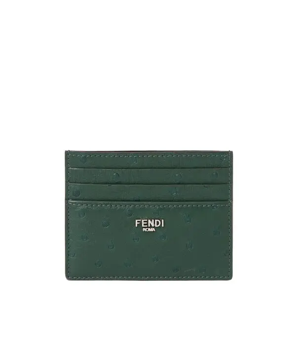 Fendi Dark Ostrich Leather Card Holder