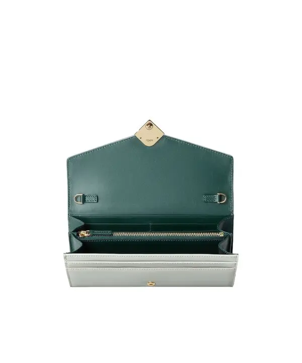 Fendi Ff Diamonds Chain-linked Continental Wallet - Green