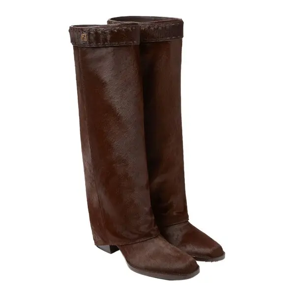 Fendi Brown Cavallino Calfskin High-heeled Boots