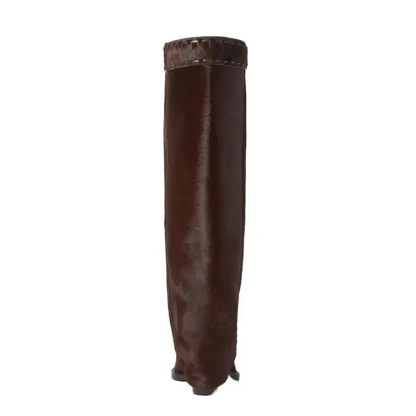 Fendi Brown Cavallino Calfskin High-heeled Boots