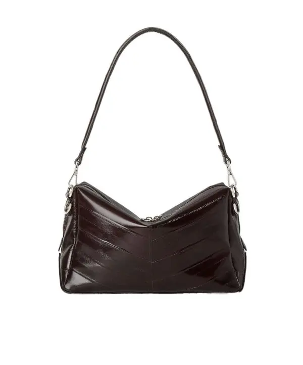 Fendi Dark Brown Inlaid Hagfish Leather Bag