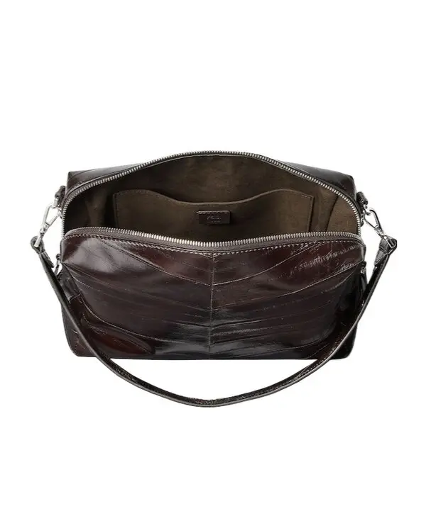 Fendi Dark Brown Inlaid Hagfish Leather Bag
