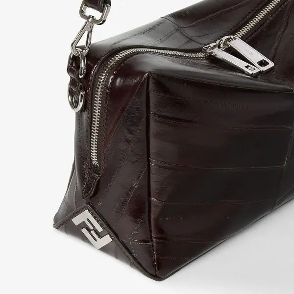 Fendi Dark Brown Inlaid Hagfish Leather Bag