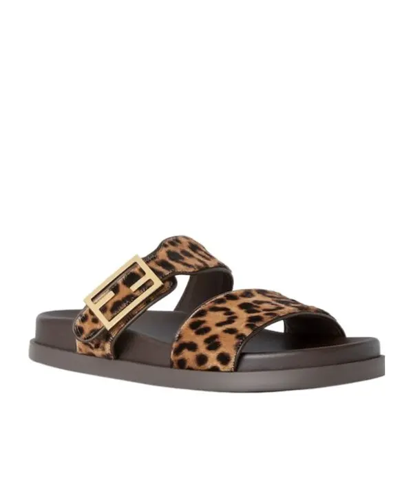 Fendi Feel Laopard Printed Sandals