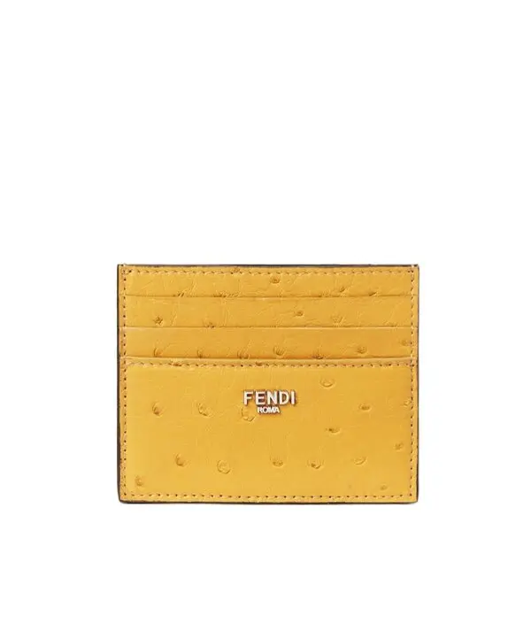 Fendi Ostrich Card Holder - Yellow