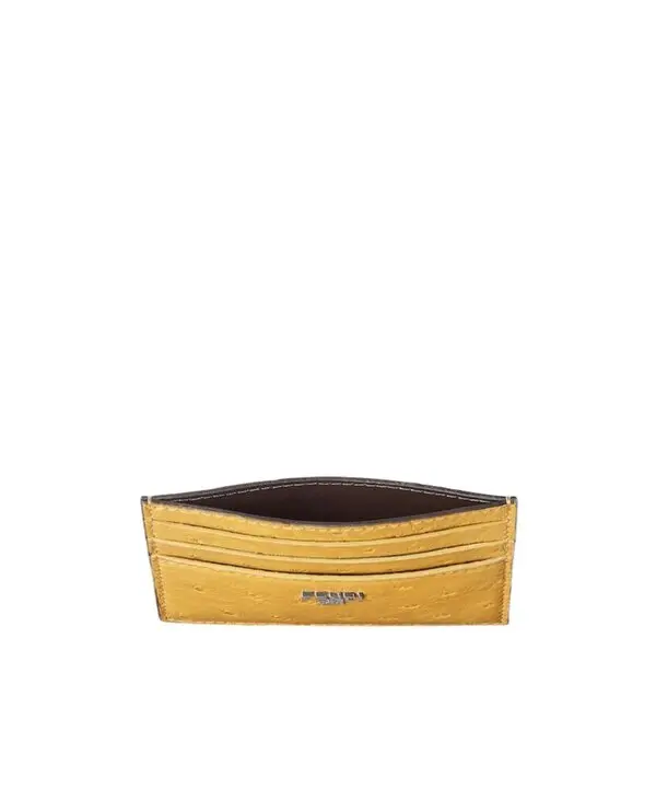 Fendi Ostrich Card Holder - Yellow