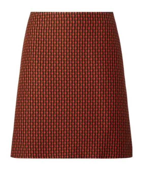 Fendi Dots Red And Black Wool And Silk Skirt