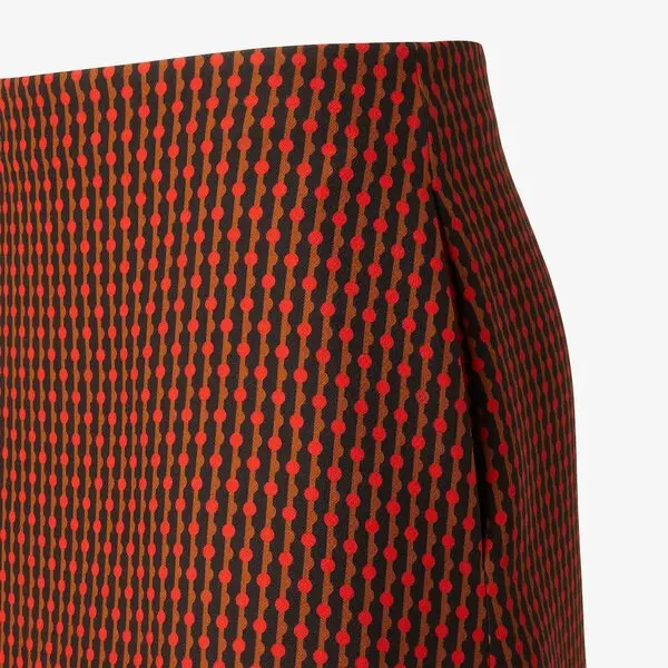 Fendi Dots Red And Black Wool And Silk Skirt