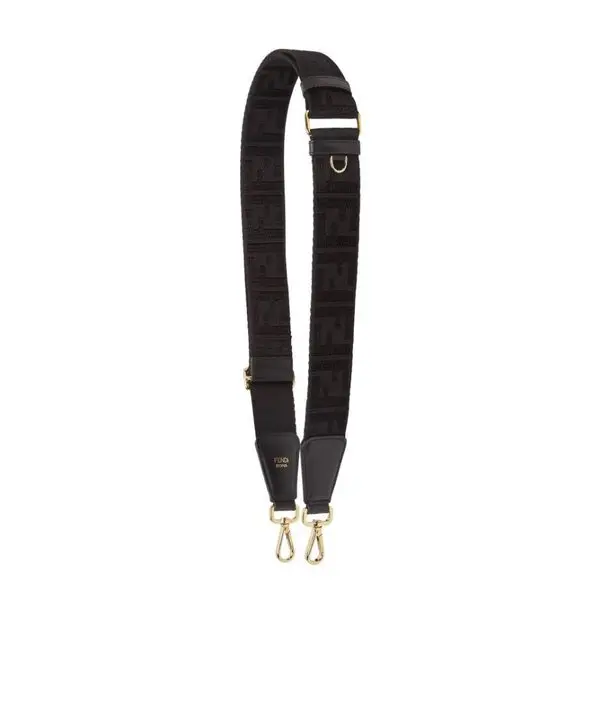 Fendi Ff Jacquard Webbing Shoulder Strap - Black